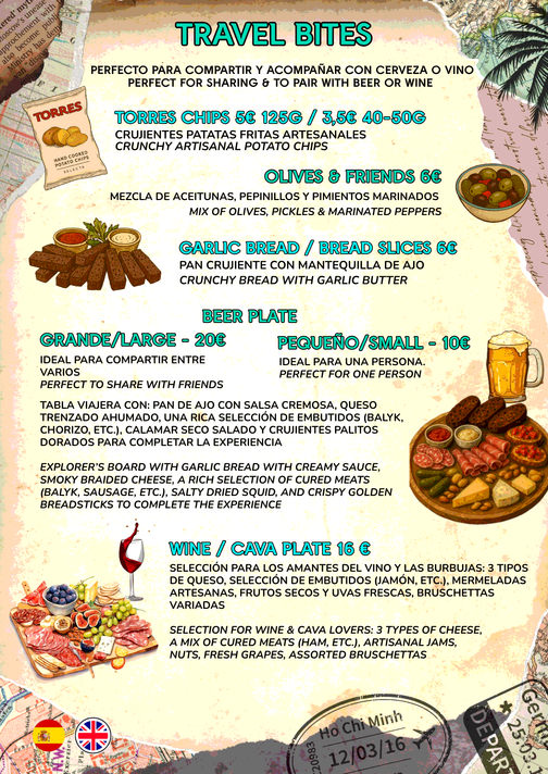 TRAVEL BITES MENU WILD ROVER BARCELONA